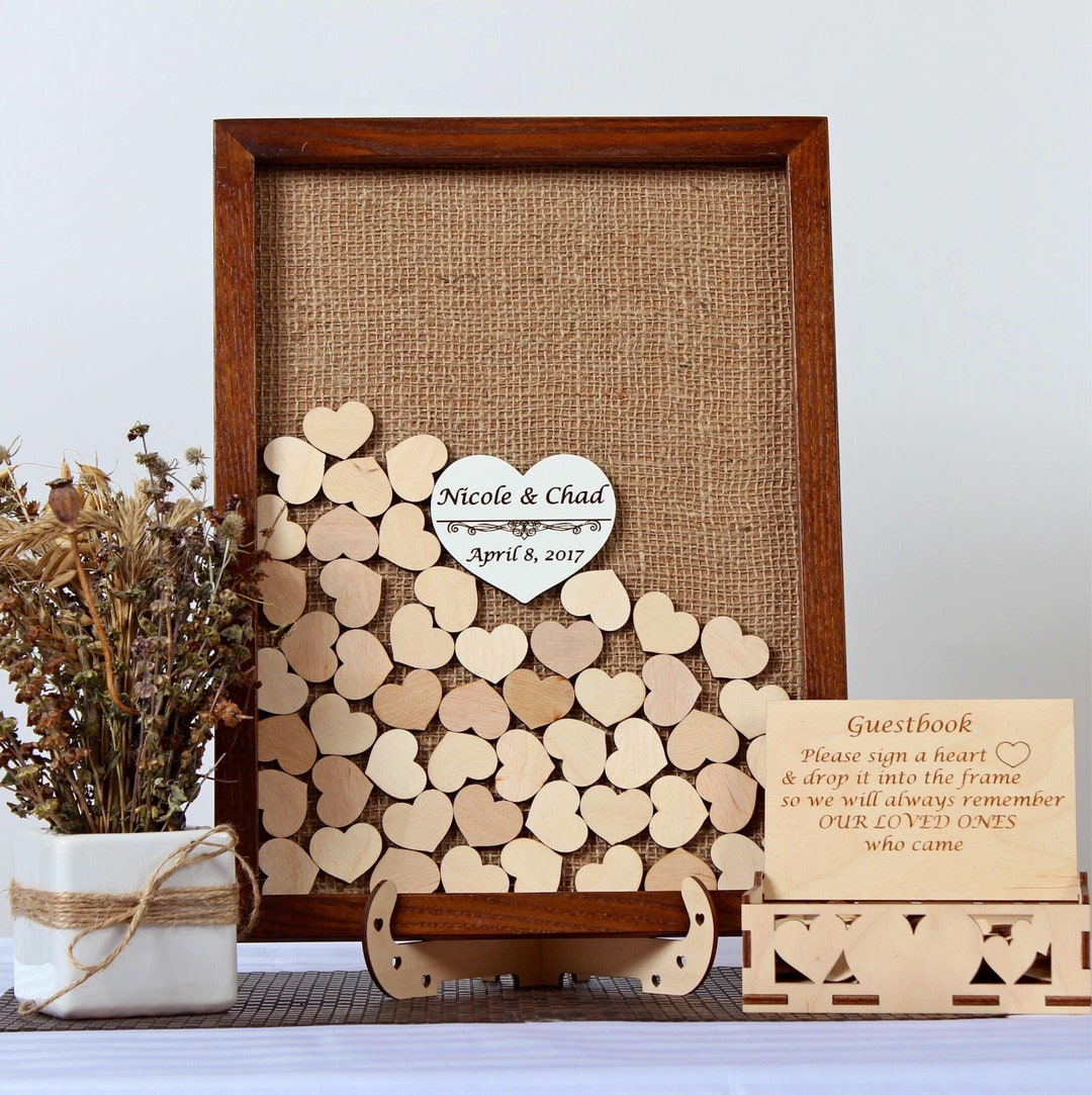 Wedding Guest Book Alternative, Heart Drop Guest Book, Rustic Guestbook ...