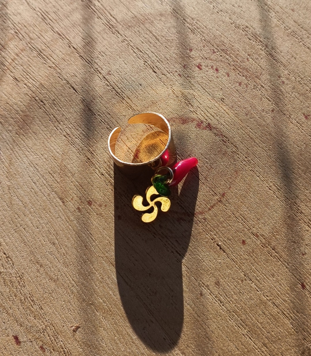 Golden Ring With Basque Cross and Chili Pepper - Etsy