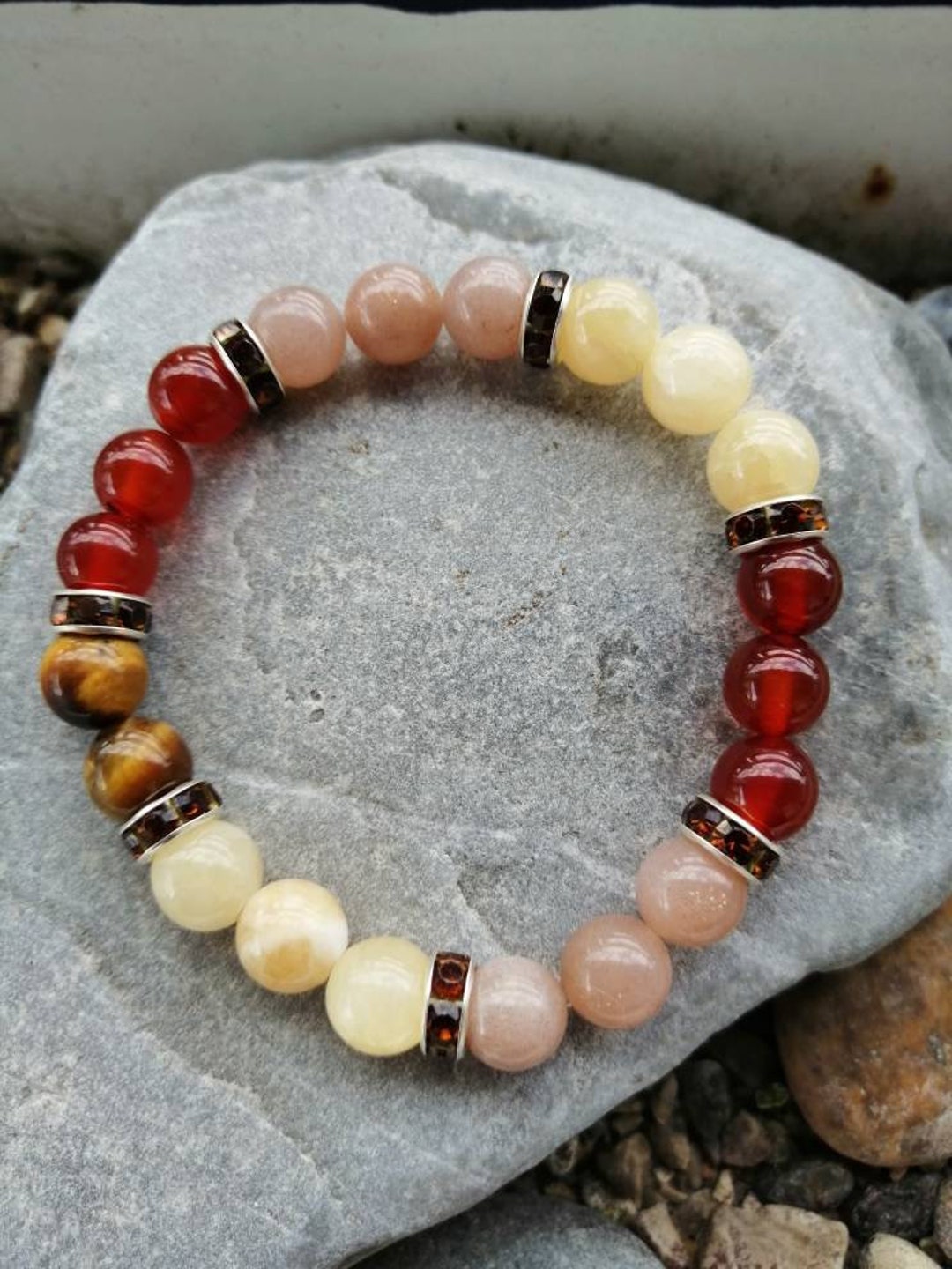 Carnelian, Calcite, Sunstone and Tiger's Eye Bracelet - Etsy