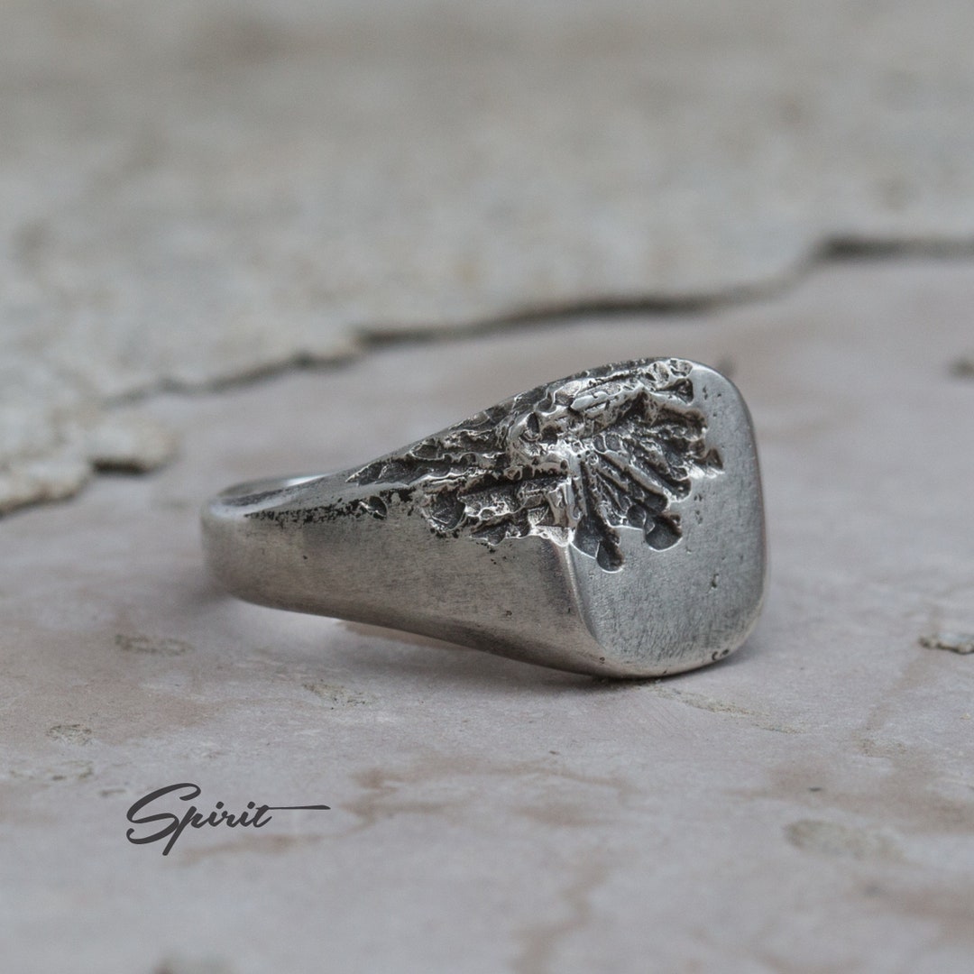 Signet Ring Oxidized Ring Mens Ring Wedding Band Boyfriend Gift Pinky ...