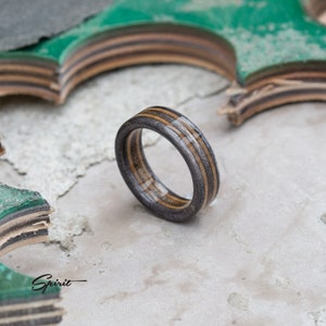 Recycled Skateboard Ring Wooden Ring Wedding Band Wood Bands Recycled ...