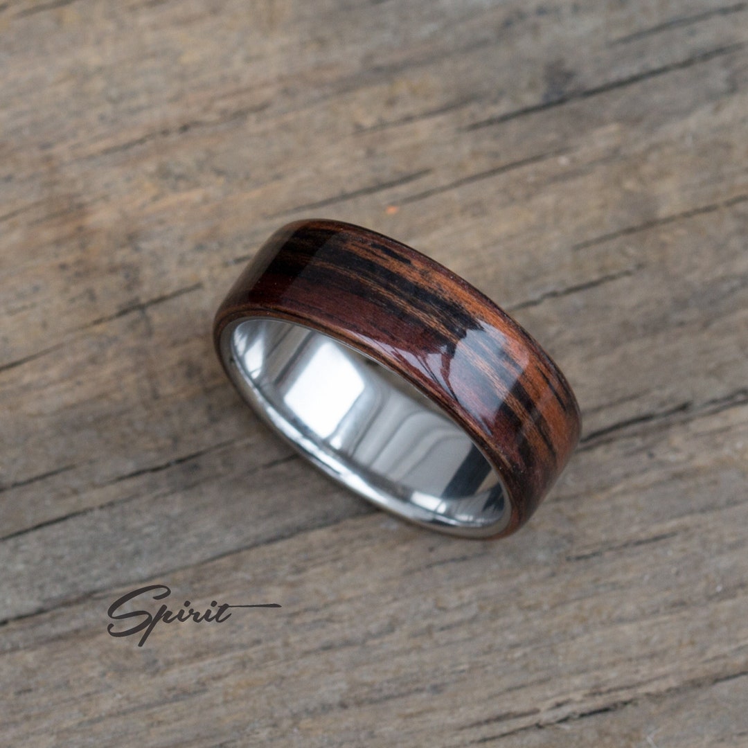 Forest Wood Ring - Rosewood and Sterling Silver Wooden Ring - Wedding ...