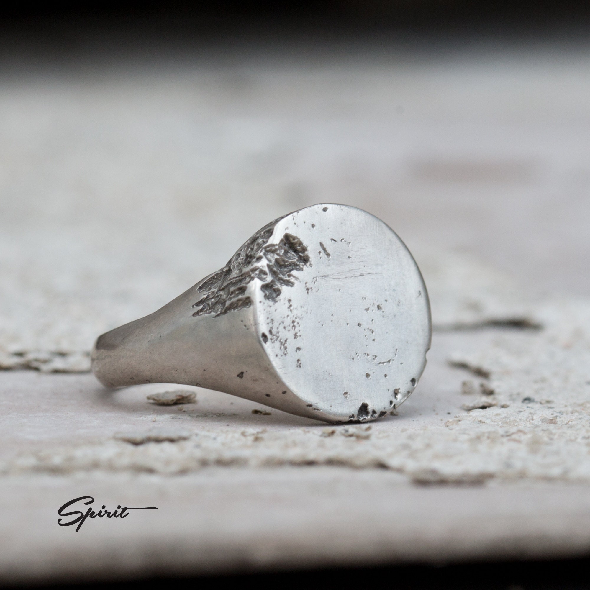 Signet Ring Sterling Silver Ring Mens Signet Rings Rock | Etsy