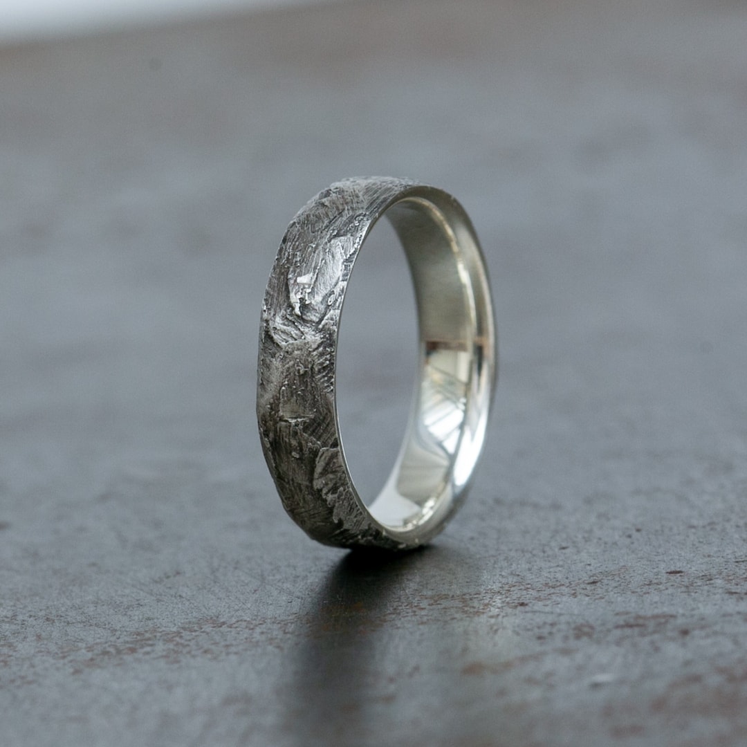 Oxidized Rustic Handmade Textured Ring - Wedding Band - Unique Rings ...