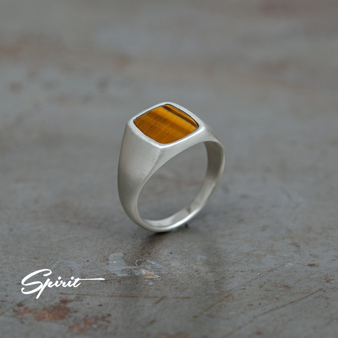 Tiger Eye Signet Ring, Classic Mens Rings, Pinky Ring for Men ...