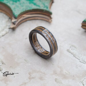 Recycled Skateboard Ring Wooden Ring Wedding Band Wood Bands Recycled ...