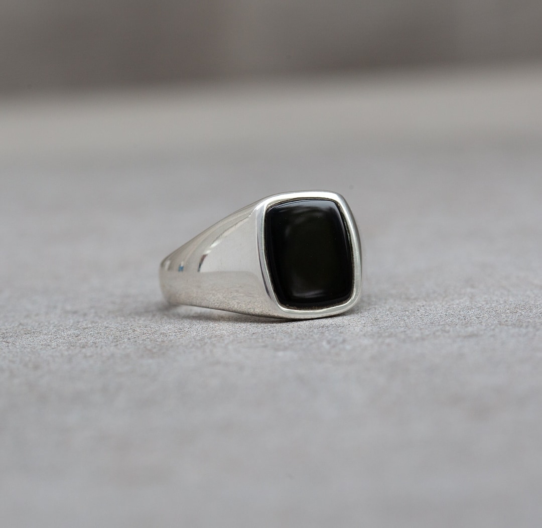 Black Onyx Signet Rings - Ring for Men - Boyfriend Gift - Anniversary ...