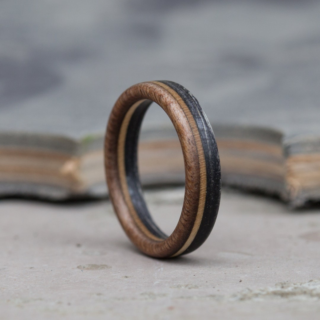 Matt Wooden Ring Skateboard Ring Wedding Bands - Etsy