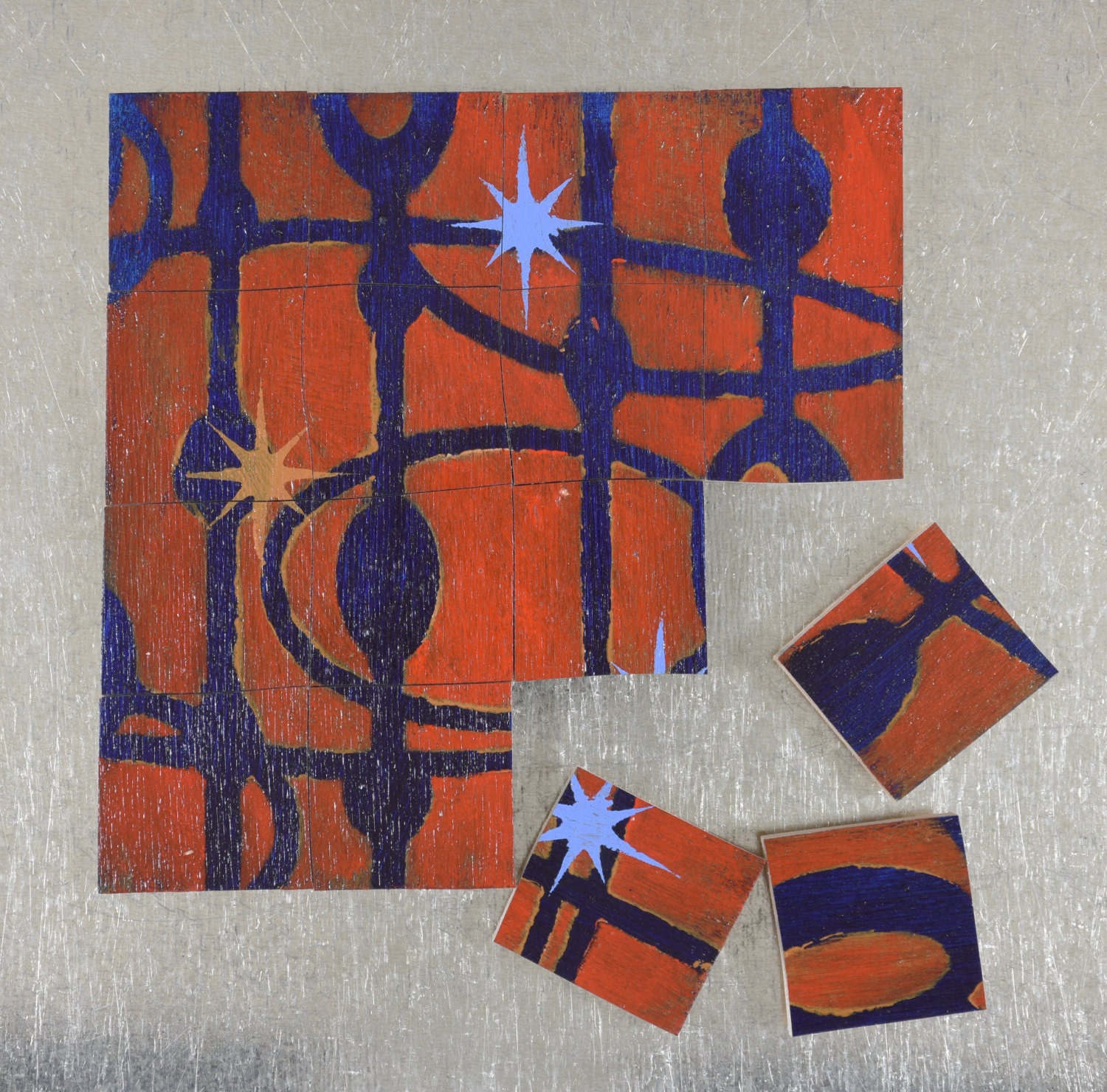 Puzzle Mid-century Modern Red Jigsaw Puzzle With Puzzle Board ...