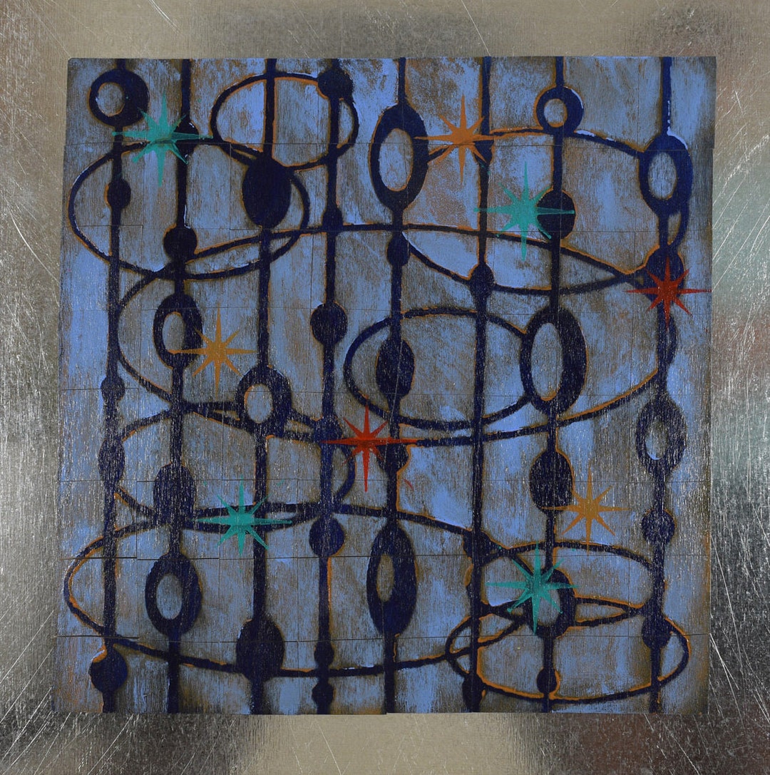 Puzzle - Mid-century Modern Blue Jigsaw Puzzle With Puzzle Board ...