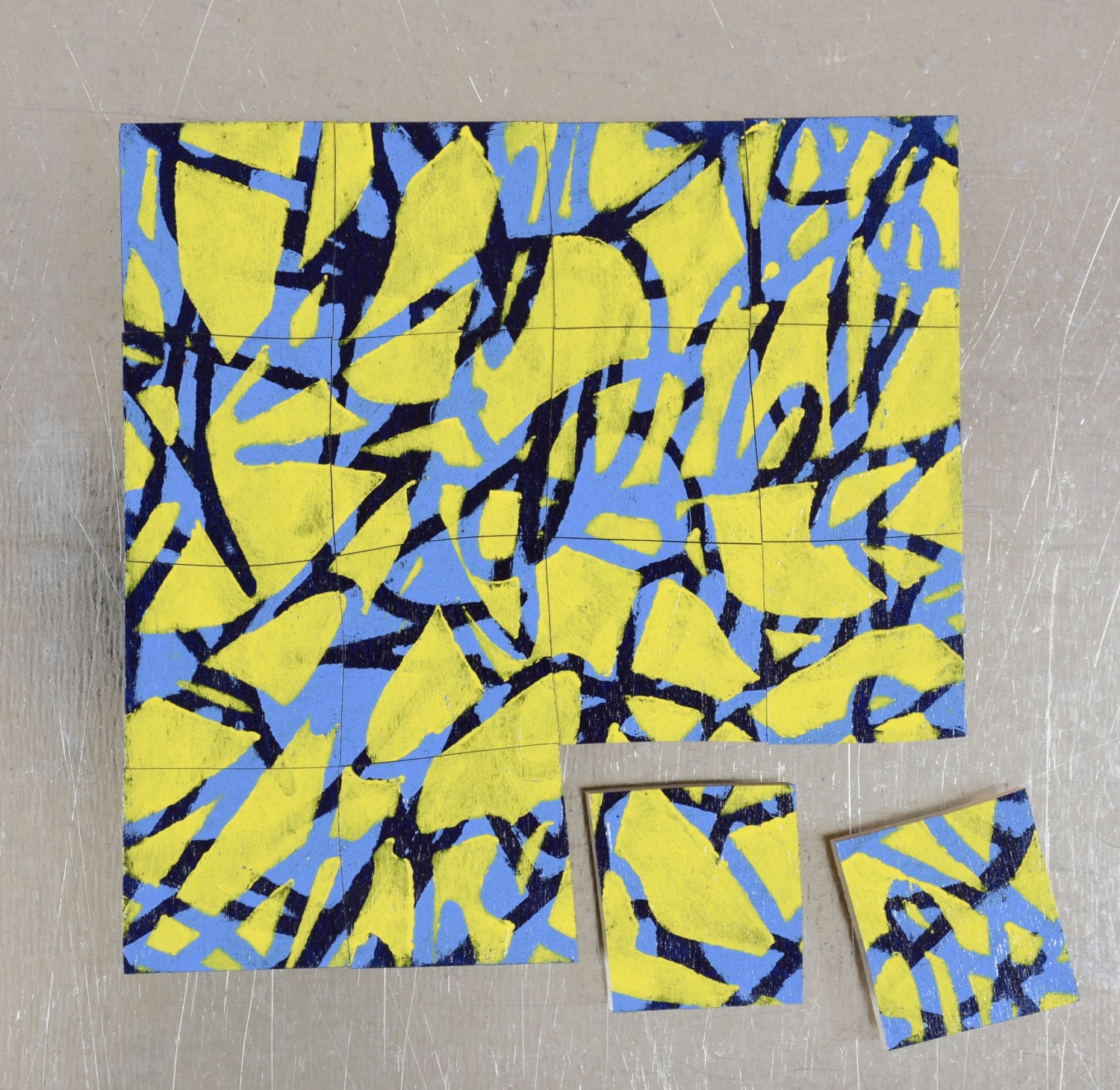 Puzzle - Yellow Tangled Mess Jigsaw Puzzle and Puzzle Board / Abstract ...