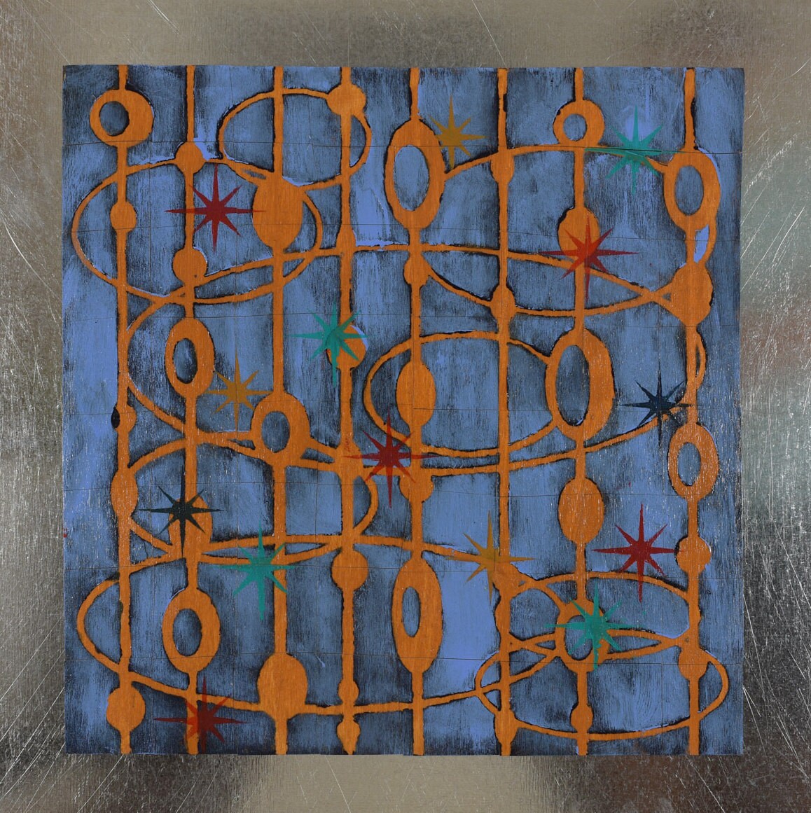 Puzzle Mid-century Modern Blue and Gold Jigsaw Puzzle With - Etsy