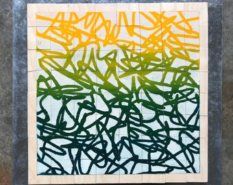 Puzzle - Yellow Tangled Mess Jigsaw Puzzle and Puzzle Board / Abstract ...