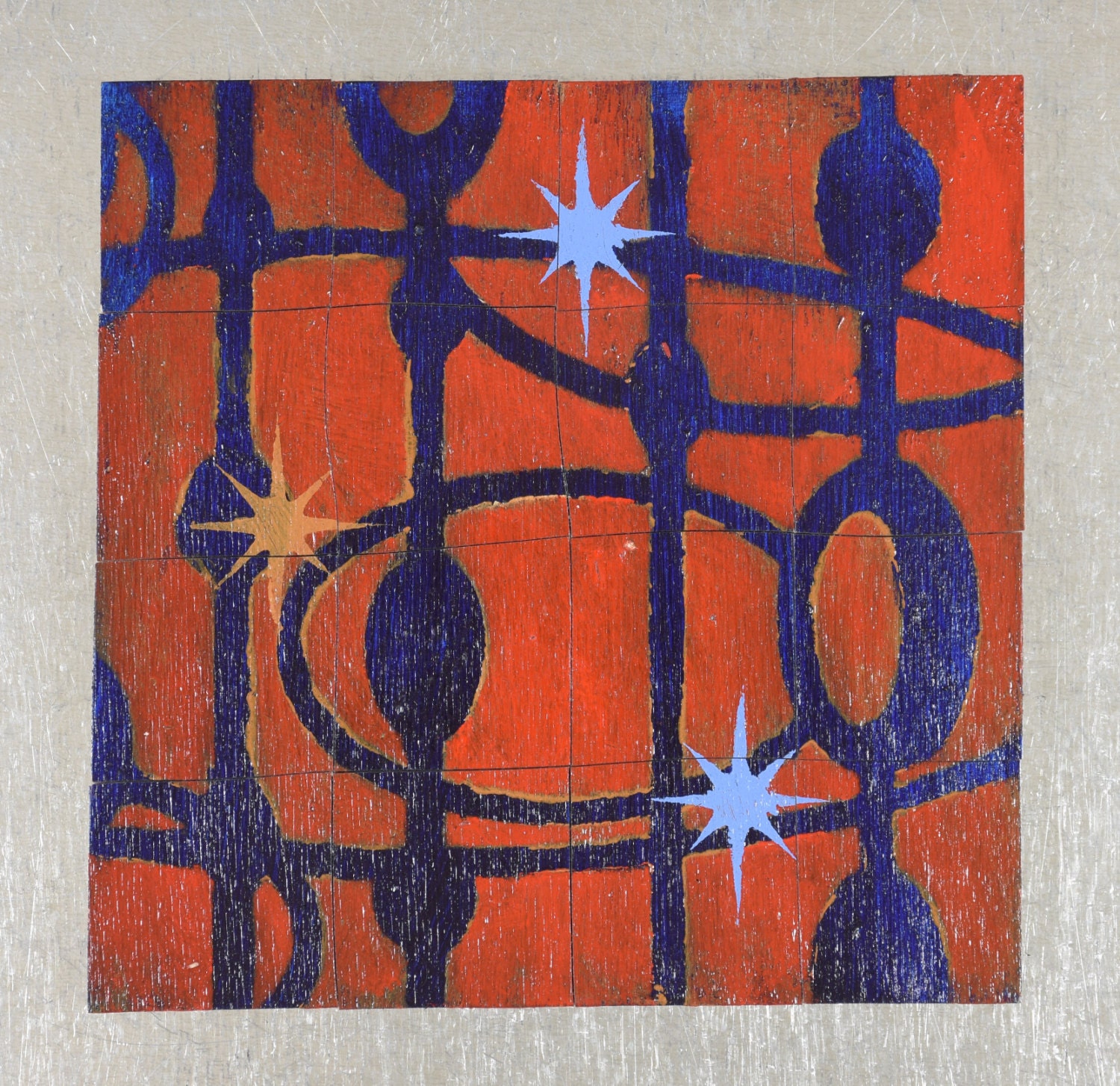 Puzzle Mid-century Modern Red Jigsaw Puzzle With Puzzle Board ...