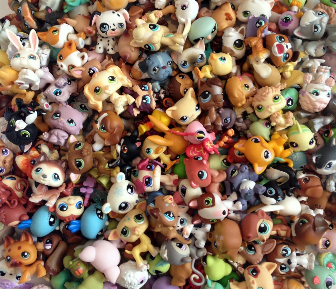 Littlest Pet Shop LPS Random 3 PC Pet Grab Bag Lot Bow 1 Dog OR Cat in ...