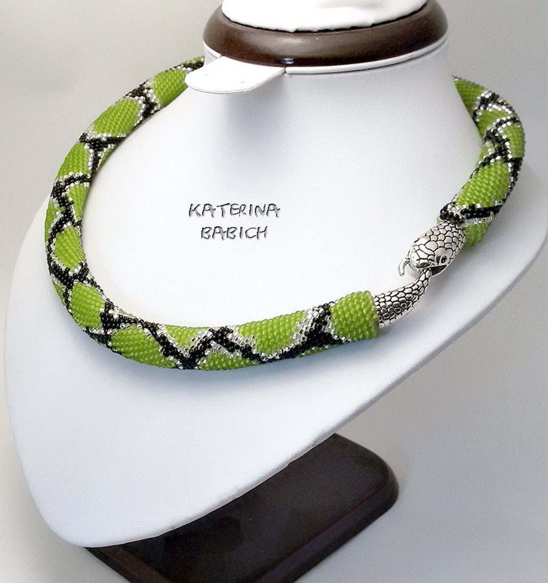 Snake Bead Necklace Ukrainian Beadwork Necklace Python Snake - Etsy