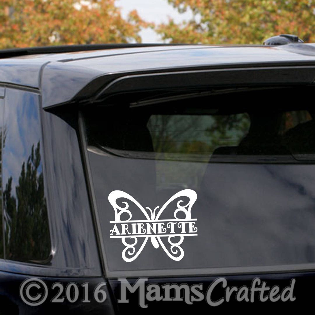 Butterfly Name Decal, Butterfly Monogram, Split Letter Style, Monogram ...