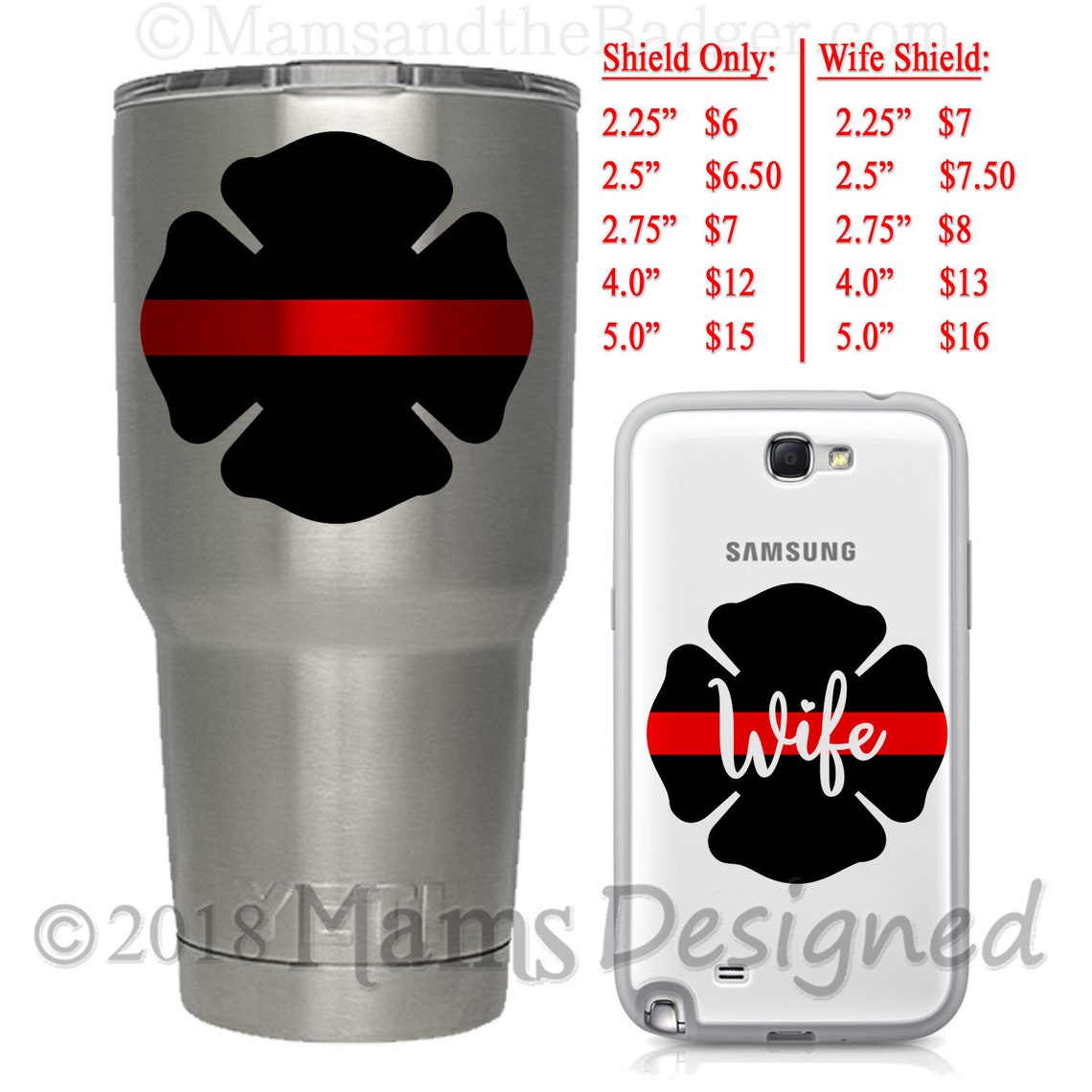 Firefighter Decal, Thin Red Line Badge, Fireman Wife Love, Fire Fighter ...