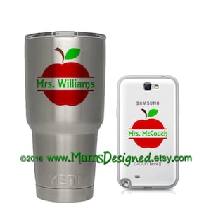 Teacher Apple Decal, Teacher Name Sticker, Personalized Vinyl, Pencil ...