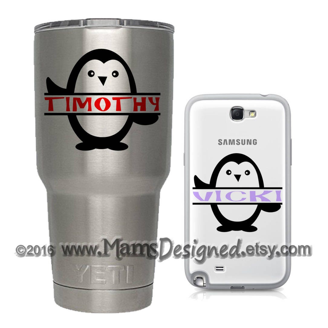 Split Penguin Decal Penguin Name Decal Penguin Monogram - Etsy Sweden