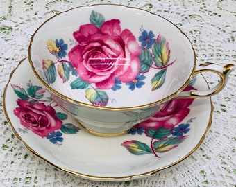 Rareparagon Cabbage Rose Tea Cup and Saucer - Etsy