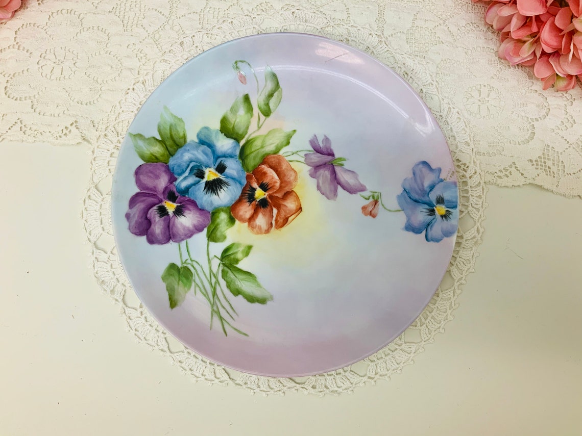 Gorgeous Artist Signed Hand Painted Pansy Plate Circa 1988. - Etsy