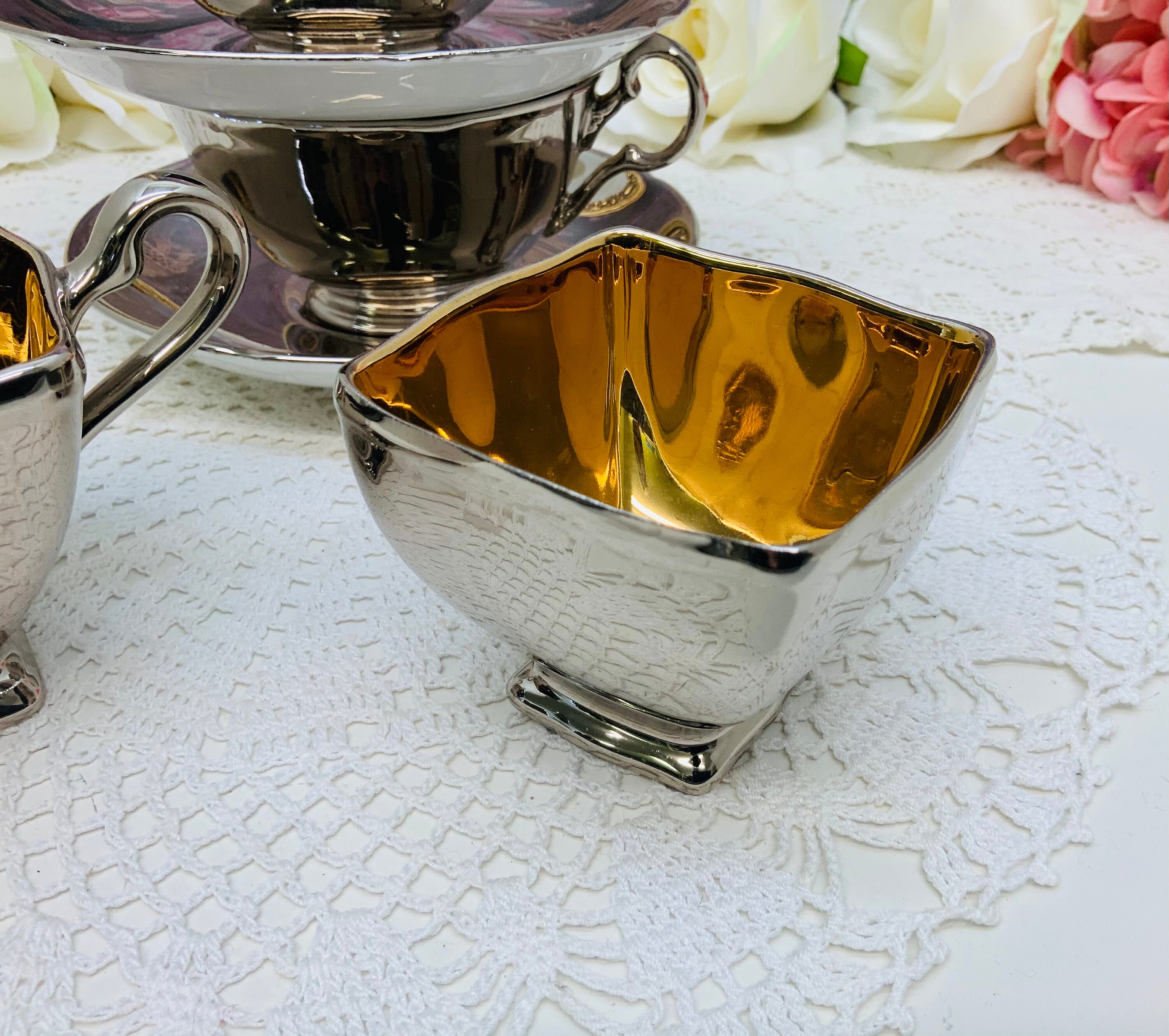 Silver And Gold Royal Winton Tea Set Circa 1930 Etsy
