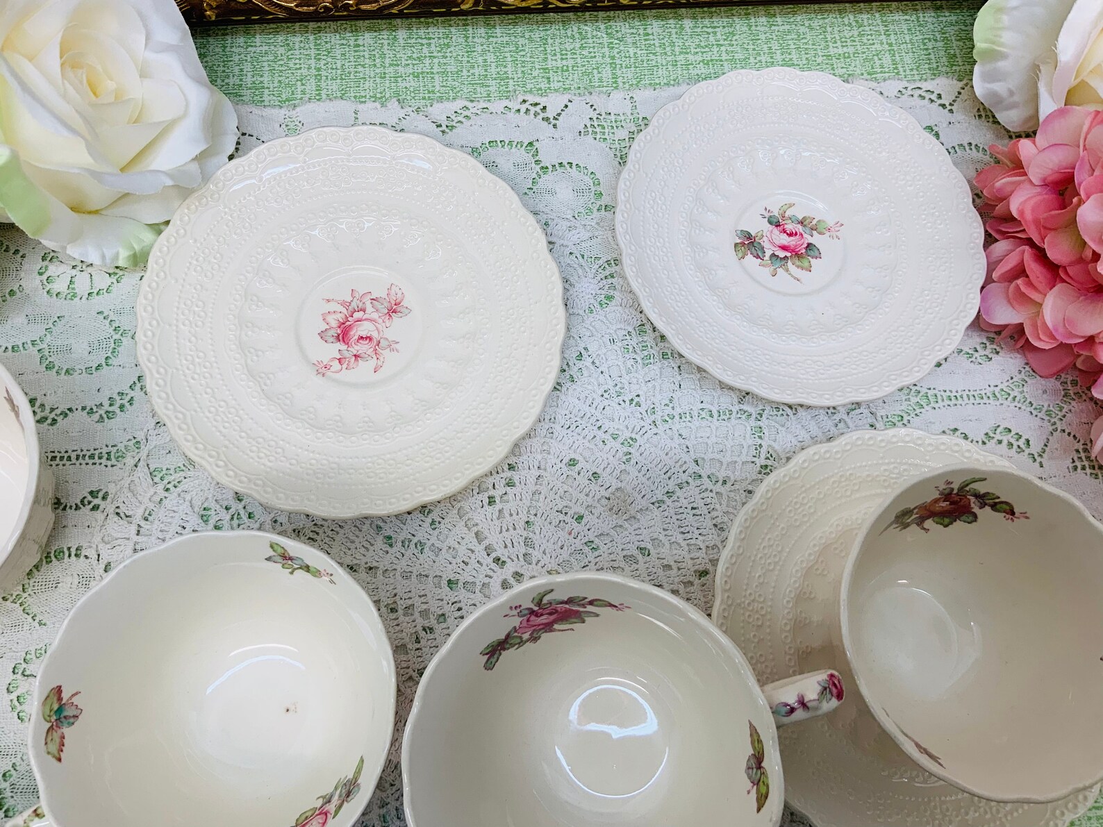 Spodes Jewel and Billingsley Rose Teacup and Saucers - Etsy