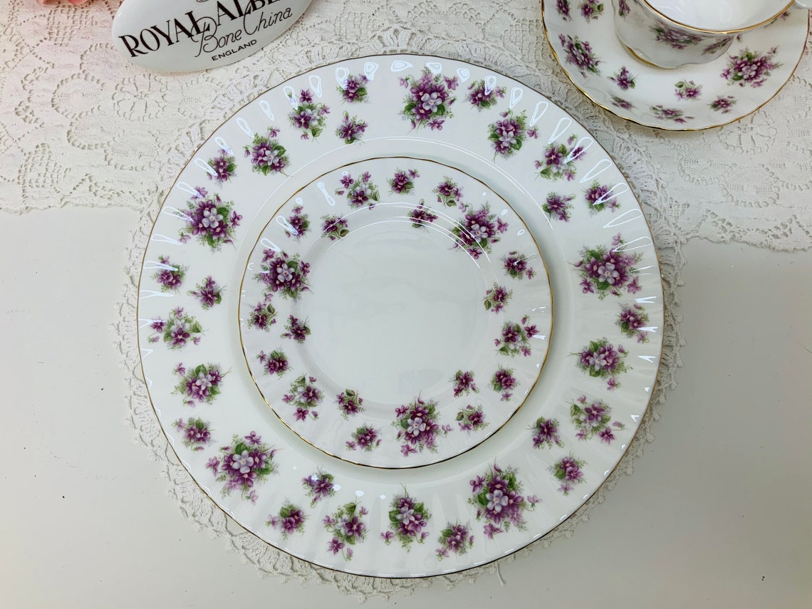 Royal Albert Sweet Violets 4 Pcs Dinner Set Circa 1966-2001. | Etsy