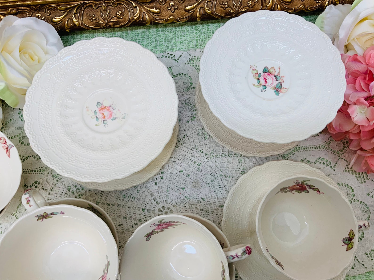 Spodes Jewel and Billingsley Rose Teacup and Saucers - Etsy