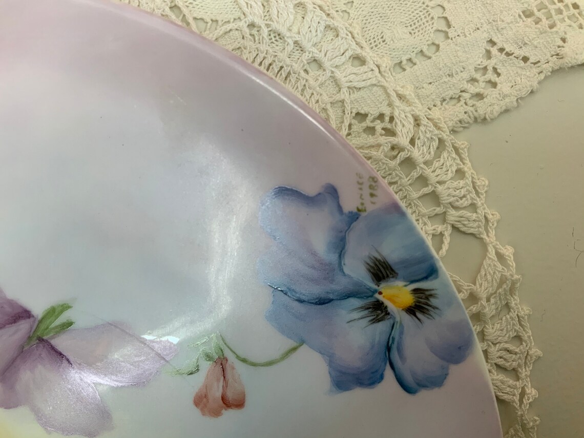 Gorgeous Artist Signed Hand Painted Pansy Plate Circa 1988. - Etsy