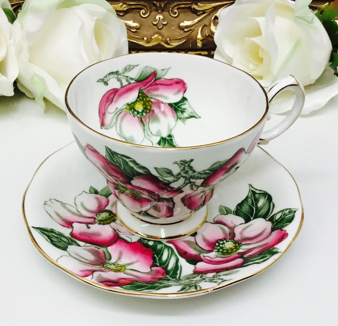 Queen Anne " Magnolia" Teacup and Saucer - Etsy