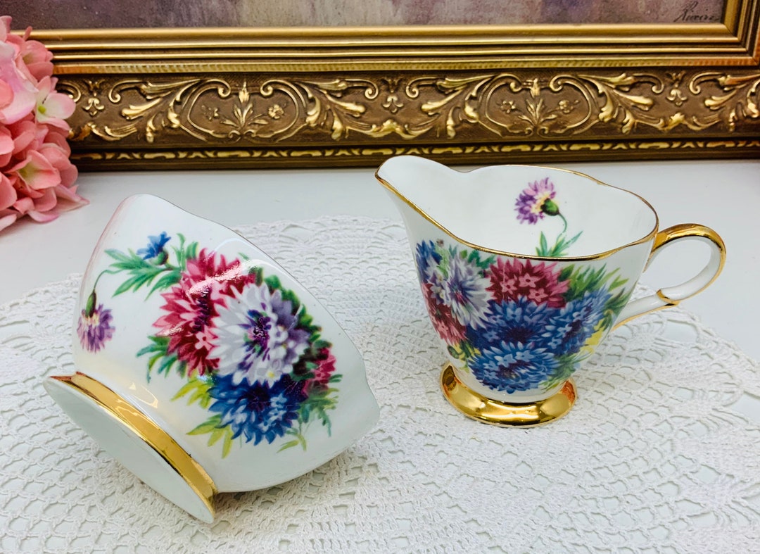 Vintage Cornflower Cream and Sugar - Etsy