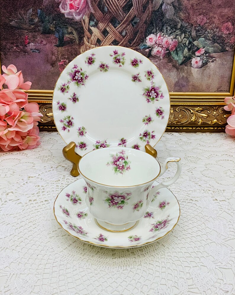 Royal Albert Sweet Violets 4 Pcs Dinner Set Circa 1966-2001. | Etsy