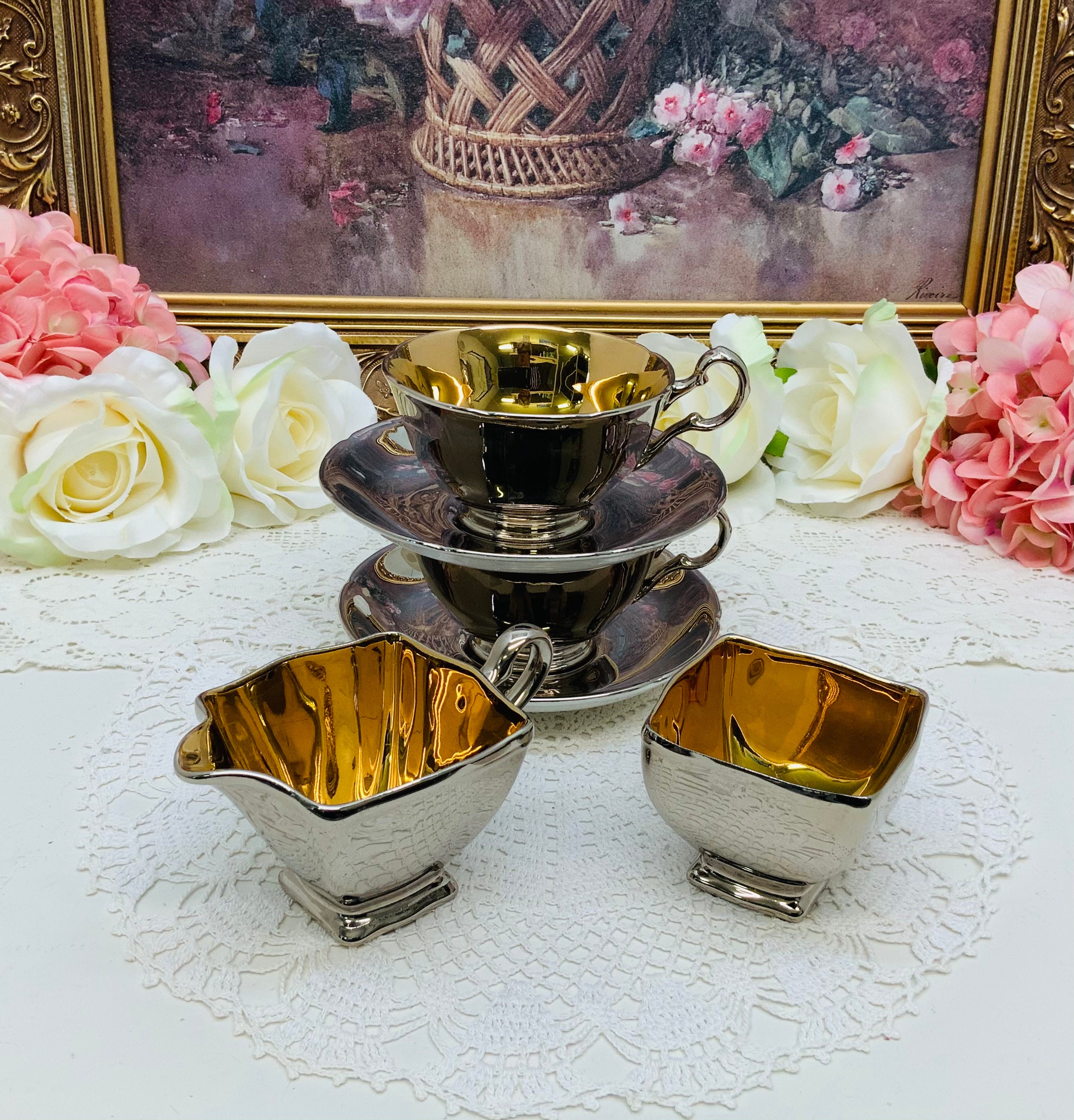 Silver And Gold Royal Winton Tea Set Circa 1930 Etsy