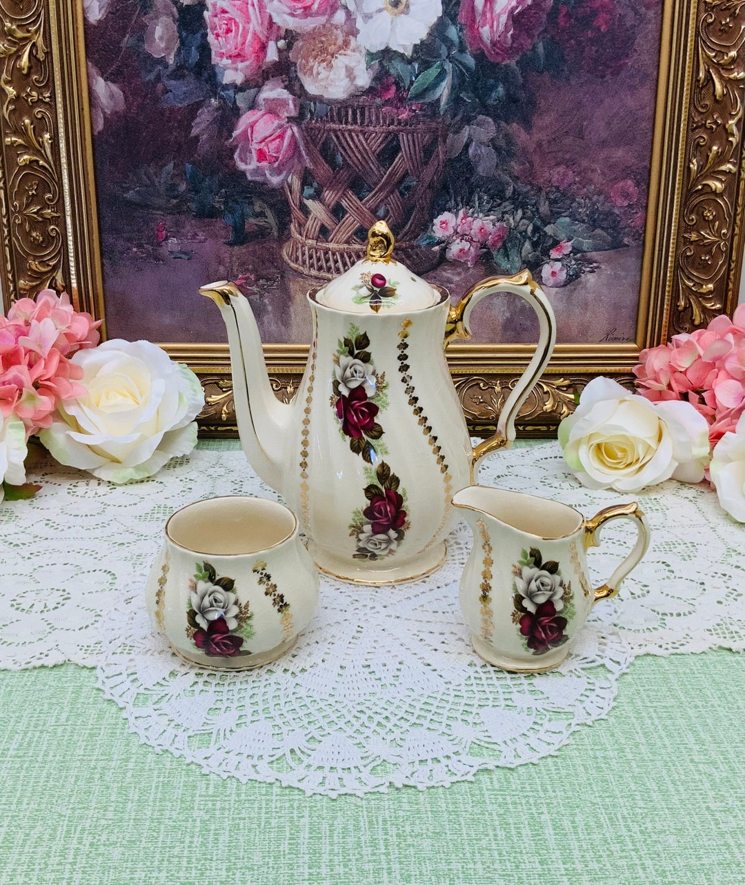 Sadler Coffee Pot With Cream and Sugar Circa 1940’s - Etsy