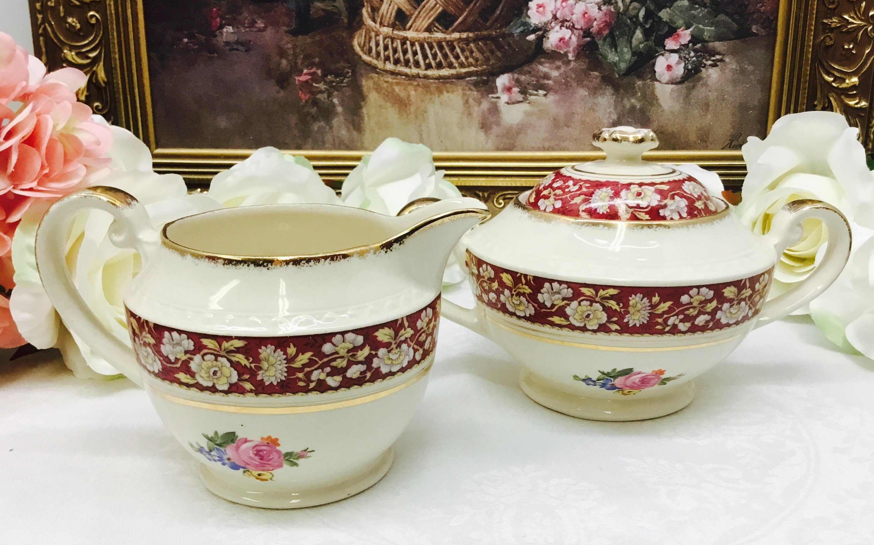 Swinnertons majestic Vellum Cream and Sugar. - Etsy Canada