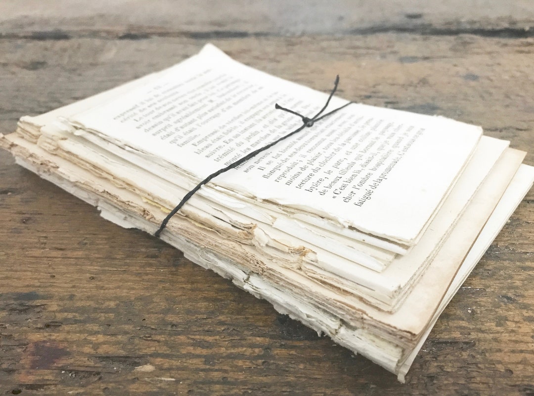 French Paper Bundle, Antique Book Pages Paper Ephemera Scrapbooking ...