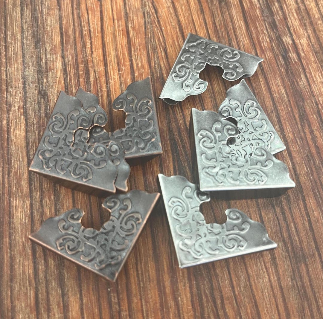 Antiqued Bronze & Silver Book Corners: Scrapbook Protectors, 25mm, Set ...