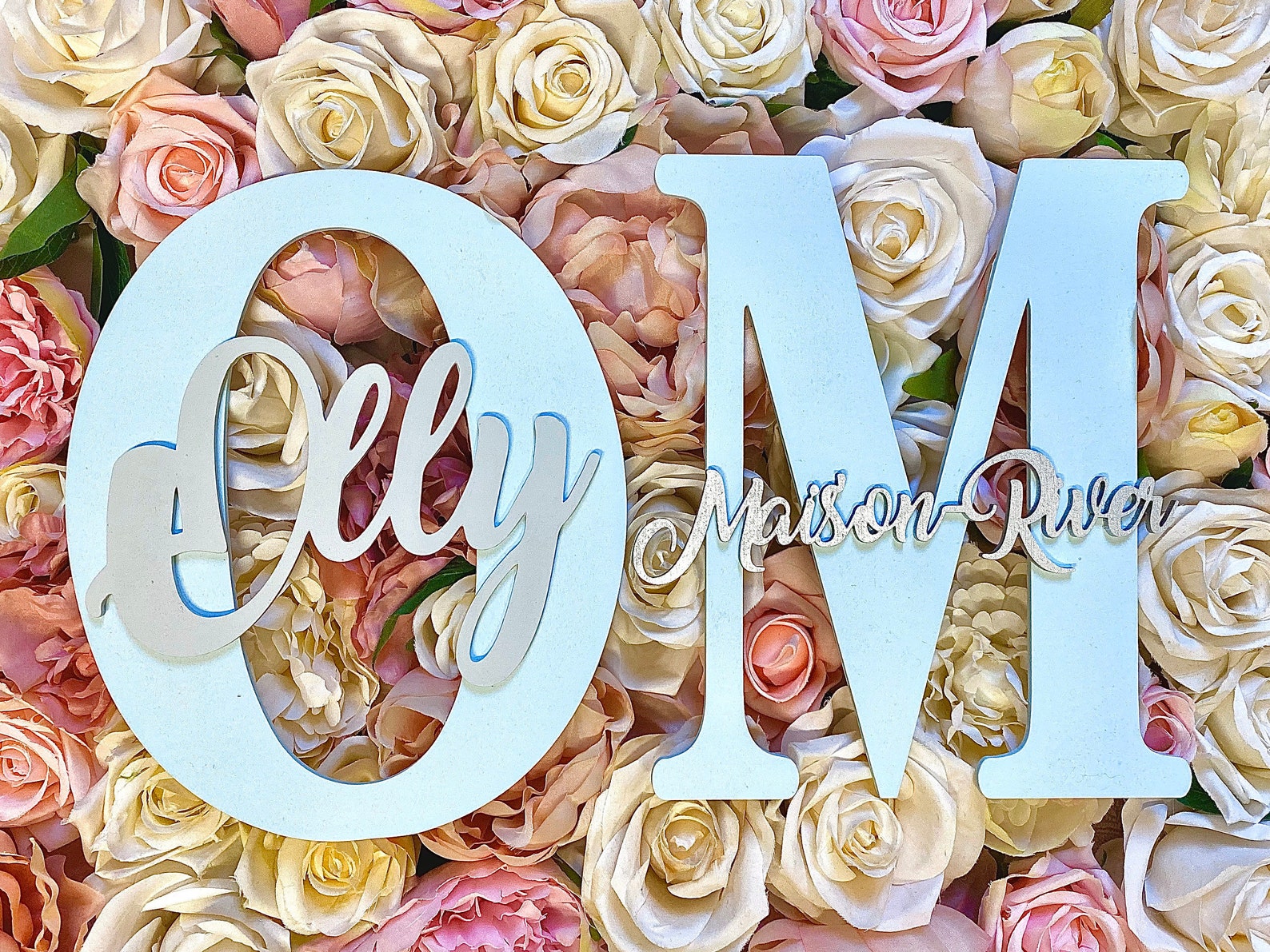 Personalised Initial Letter Name Flower Wall Art - Etsy