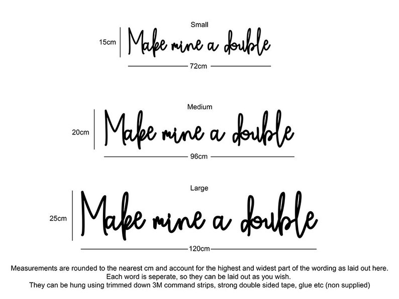 Make Mine a Double Wooden Words Wall Art Sign Bar Quote - Etsy UK