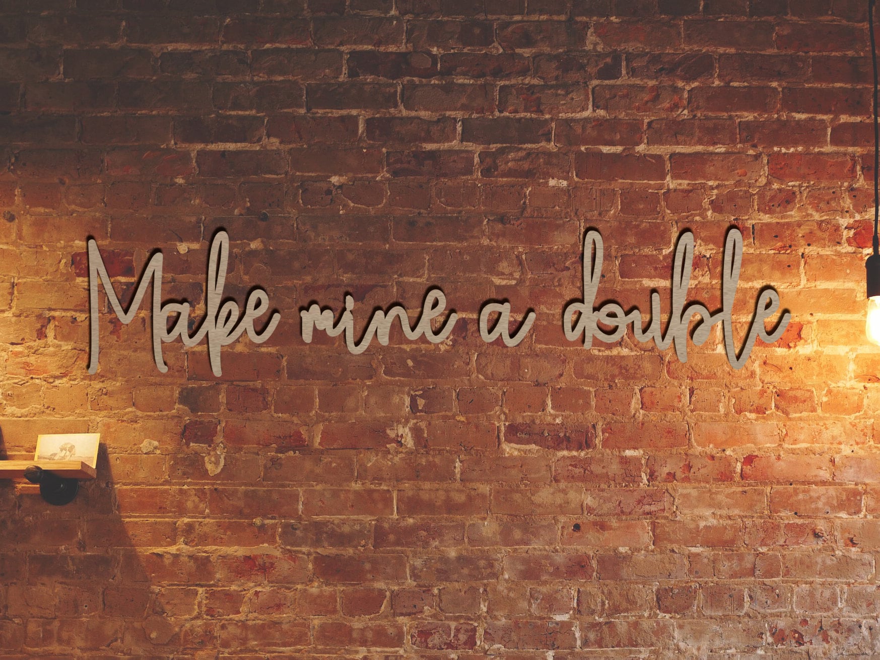 Make Mine a Double Wooden Words Wall Art Sign, Bar Quote - Etsy UK