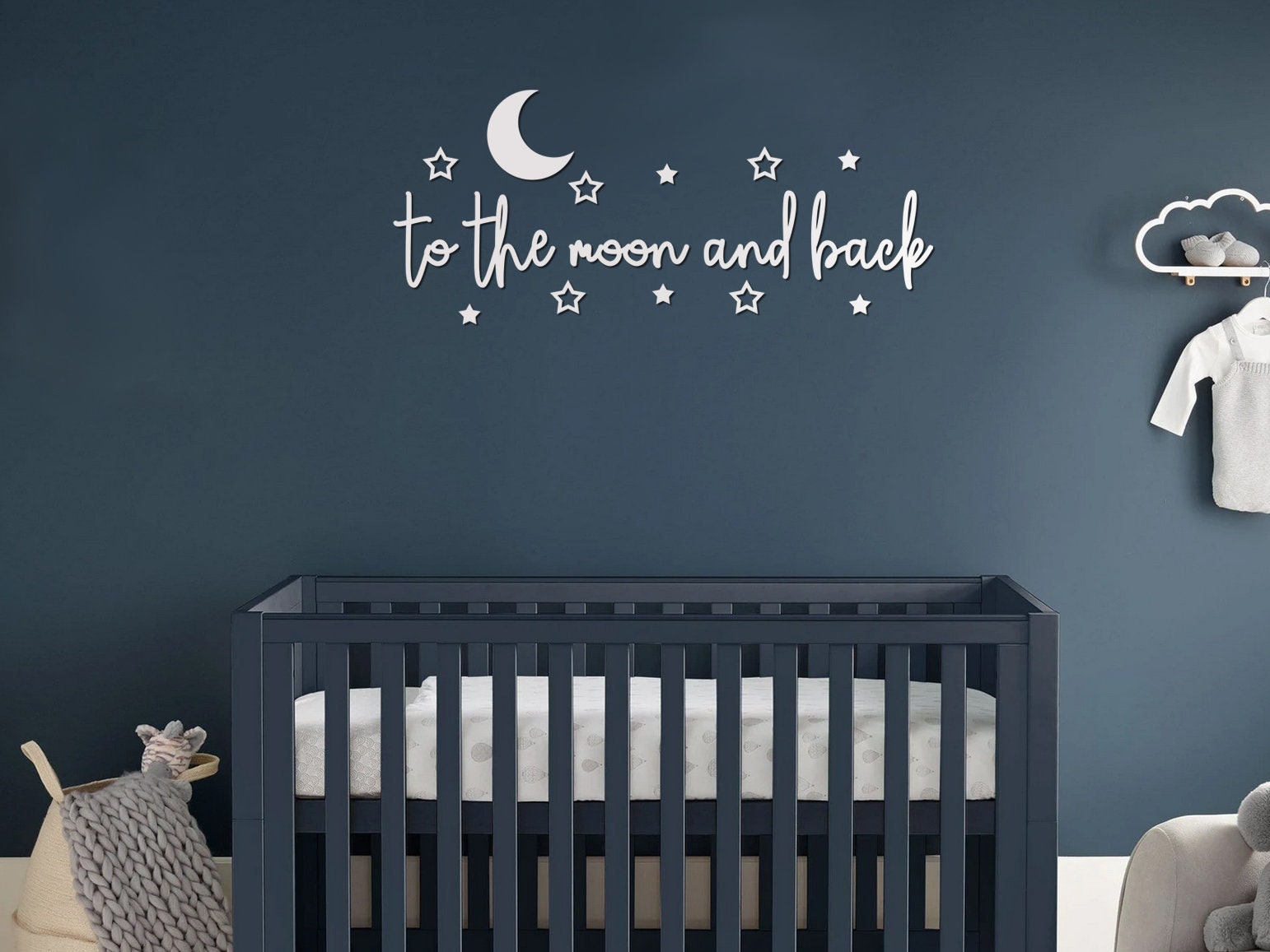 To the Moon and Back Wall Art Wording With Moon & Stars - Etsy UK