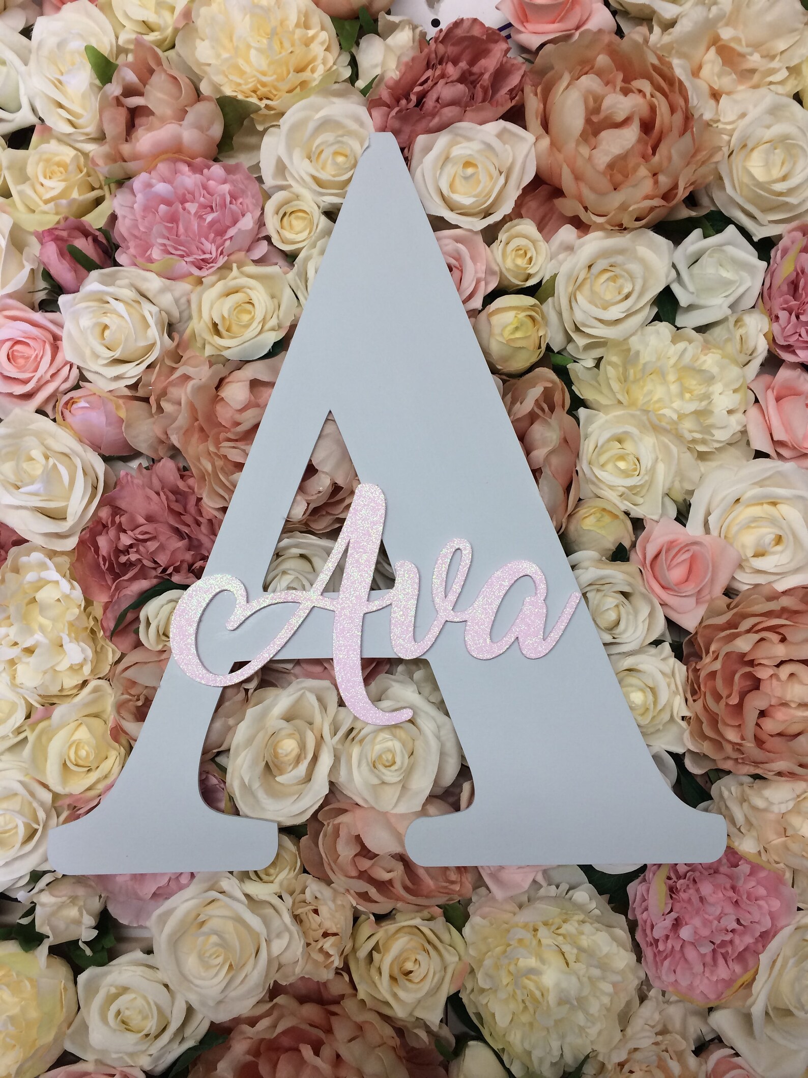Personalised Initial Letter Name Flower Wall Art - Etsy