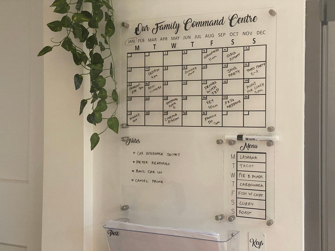 Acrylic Wall Calendar Menu Plan Family Command Centre - Etsy