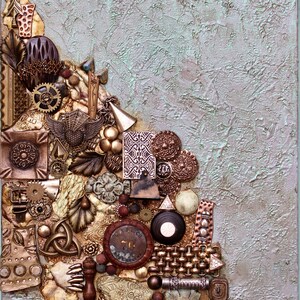 Assemblage Wall Art Pair Found Object Art 3D Steampunk Decor Collage ...