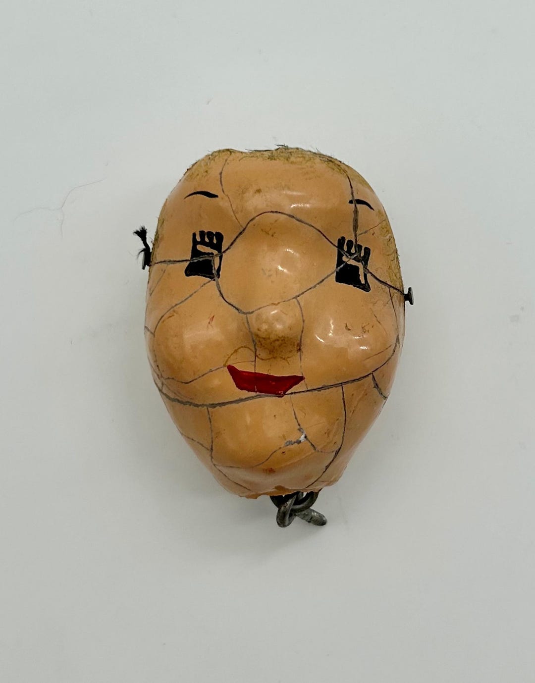 Antique Puppet Head 1920s 1930s Wood Puppet Head Cracked Paint Puppet ...