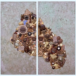 Assemblage Wall Art Pair Found Object Art 3D Steampunk Decor Collage ...