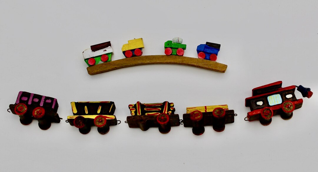 Vintage Wood Trains - Old Toy Trains - Salvage Toy Train - Tiny Wood ...