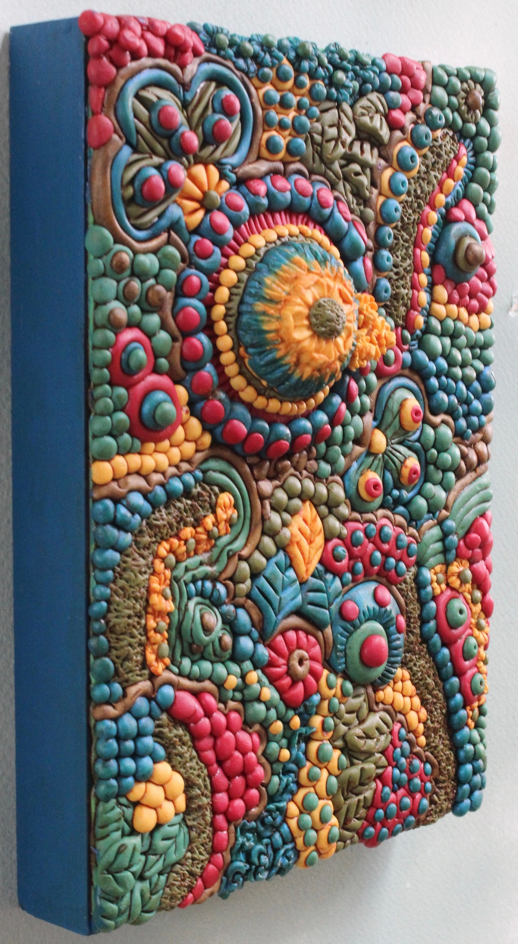 Clay Wall Hanging Polymer Clay Wall Art 3D Clay Wall Art Clay Decor Clay on Wood Assemblage Art ...